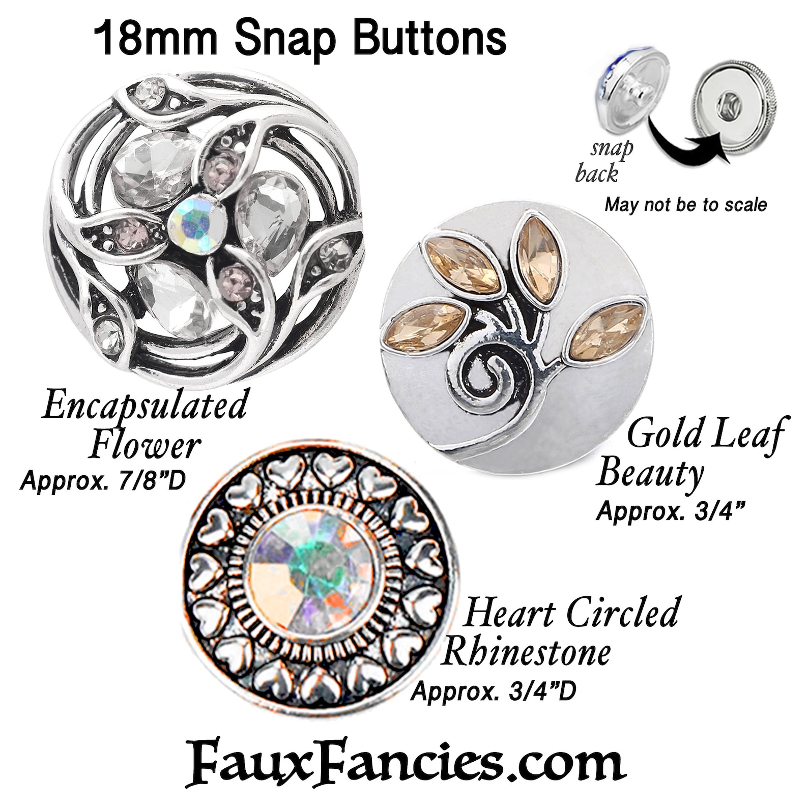 Gorgeous Rhinestone and Crystal SNAP Buttons Ginger Snaps | Etsy