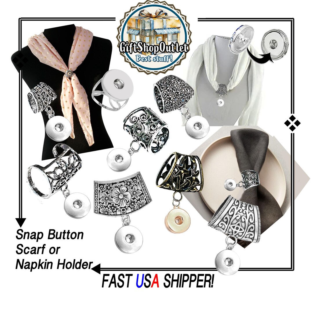 Snap Button Scarf Slider or Napkin Ring: Ginger Snap Charms - Etsy