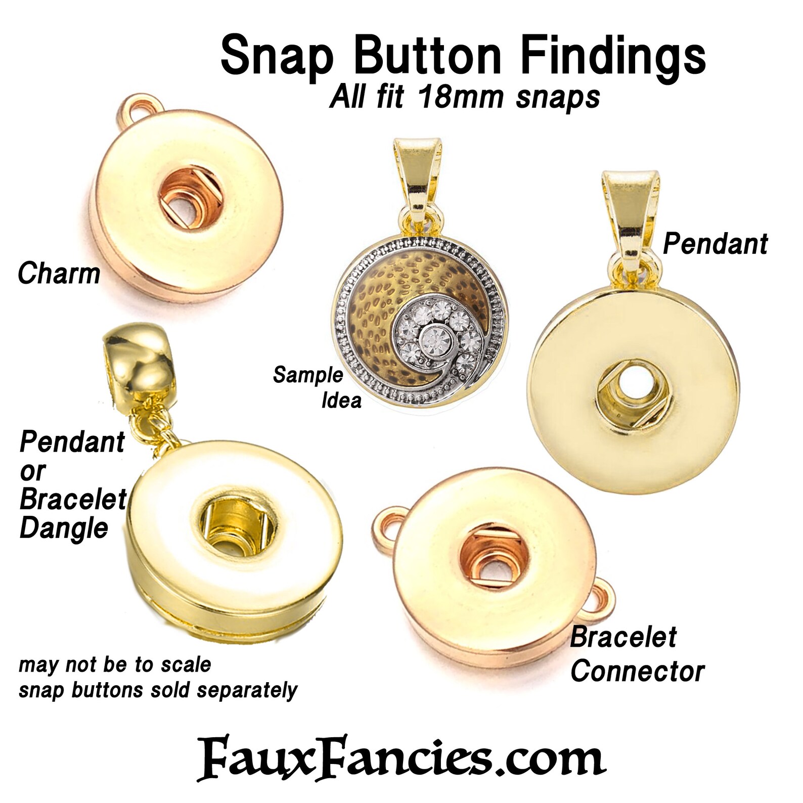 Snap Button Gold Tone FINDINGS for Snap Bracelets Snap | Etsy