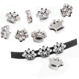 Rhinestone 8mm Slider Charms, Slide Charm, Slider Flower, Crown Charm ...