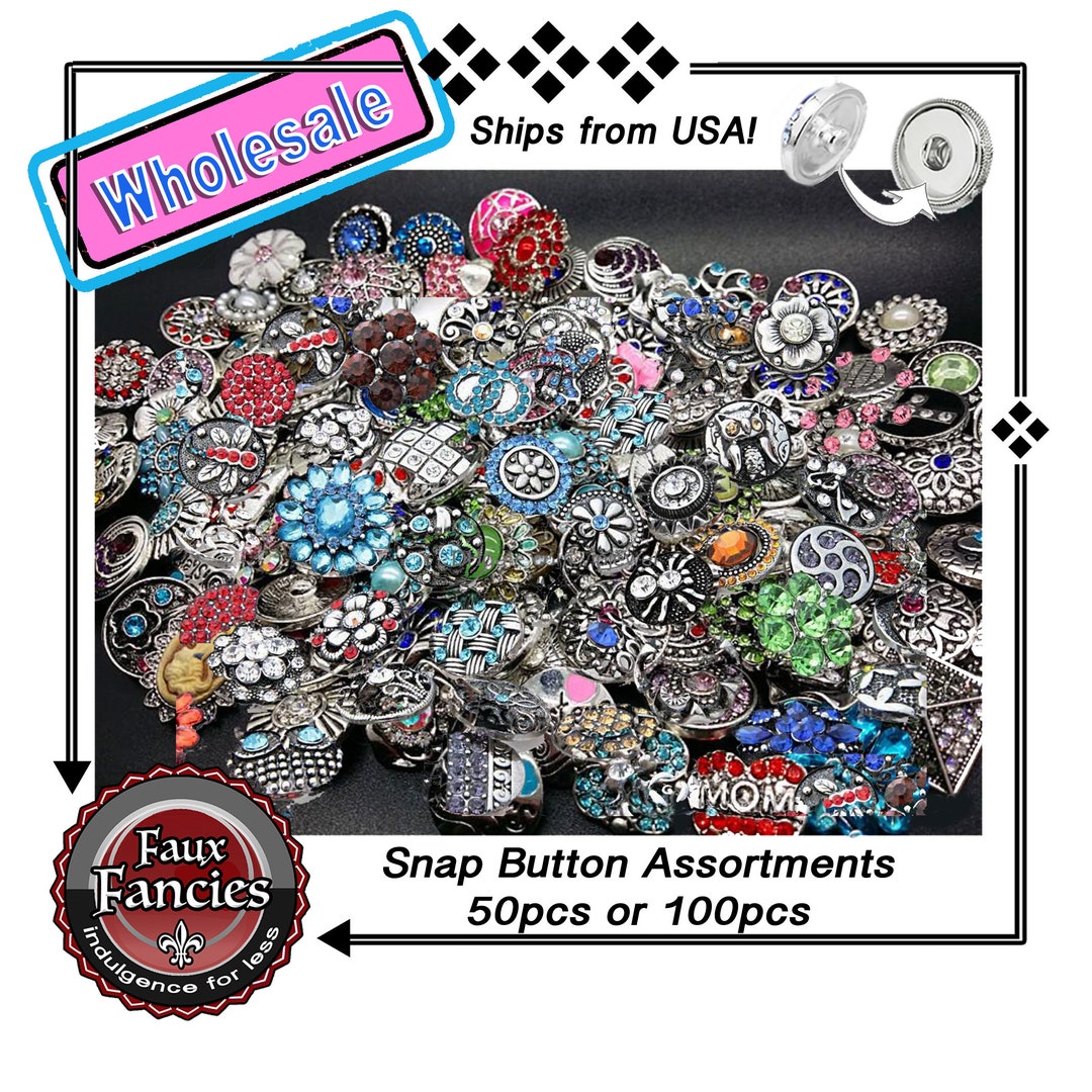 Wholesale Rhinestone Snap Button Assortment - 50pc/100pc - Etsy