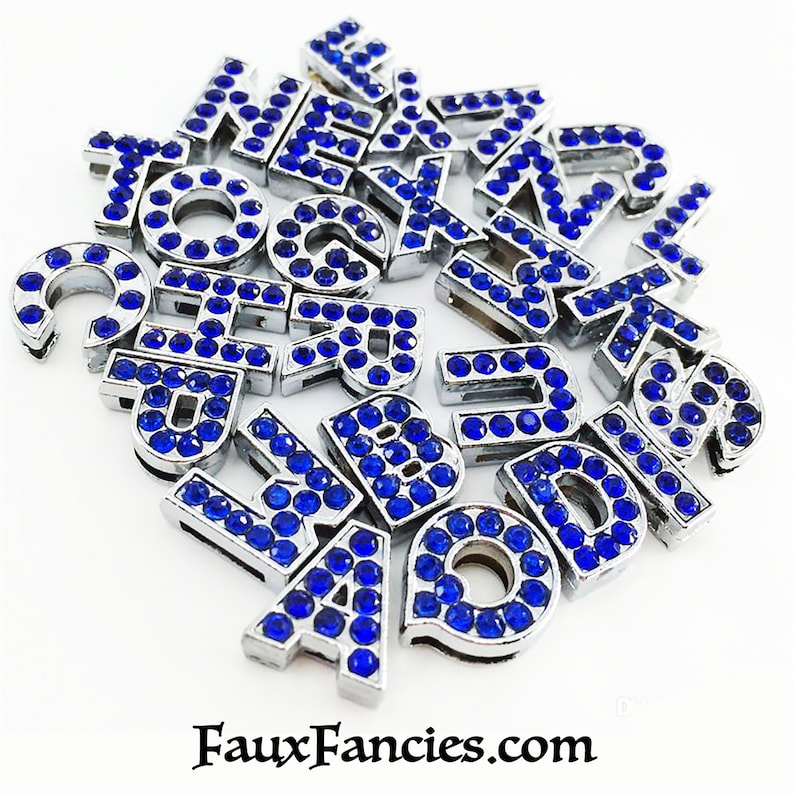 SALE 8mm Blue Rhinestone Slide Letters MULTIPLE DISCOUNTS | Etsy