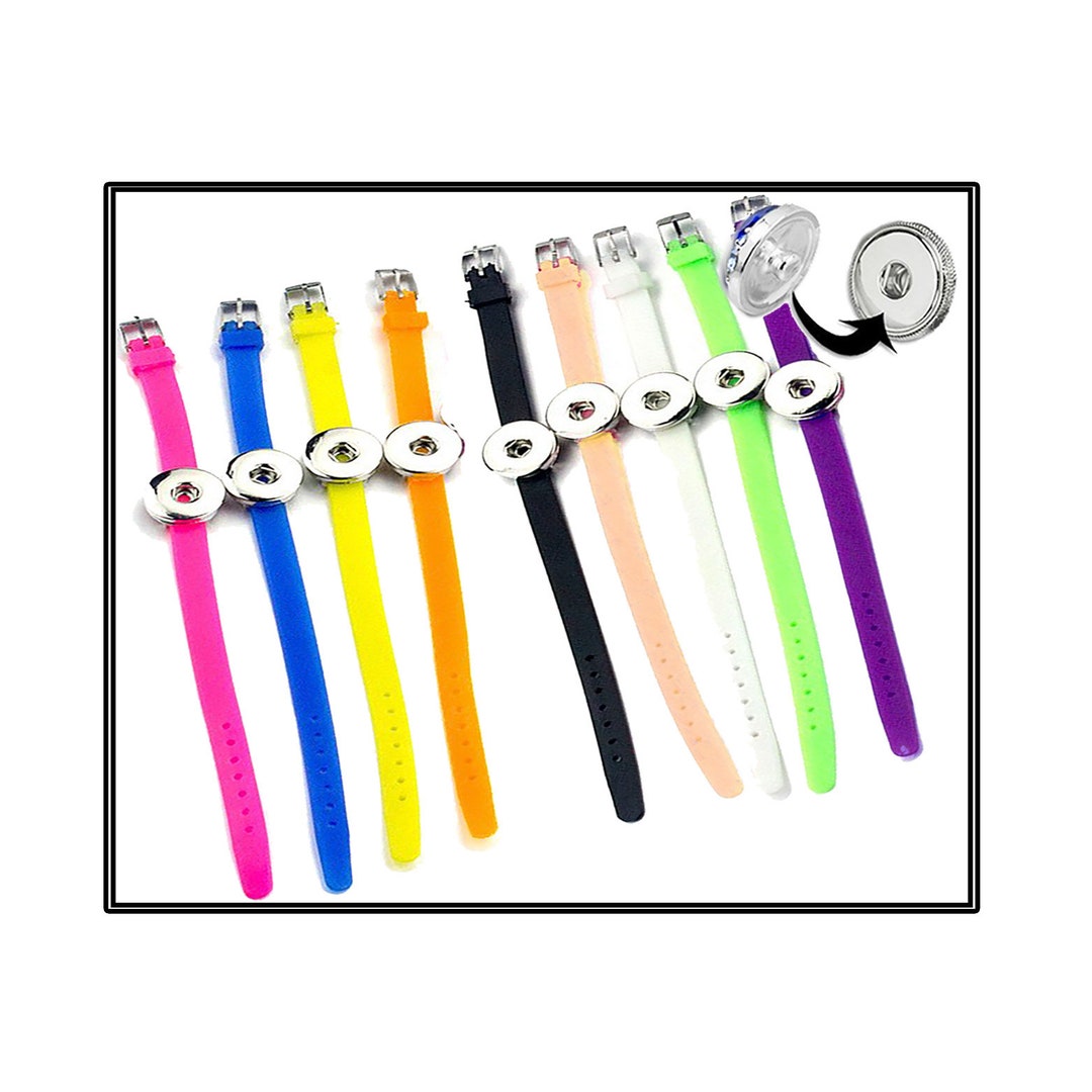 Silicone BRACELET, 18mm Snap Base, 8mm Bracelet, Slide Bracelets ...