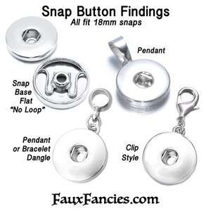 Snap Button FINDINGS for Snap Bracelets, Snap Button Base, Snap Buttons ...
