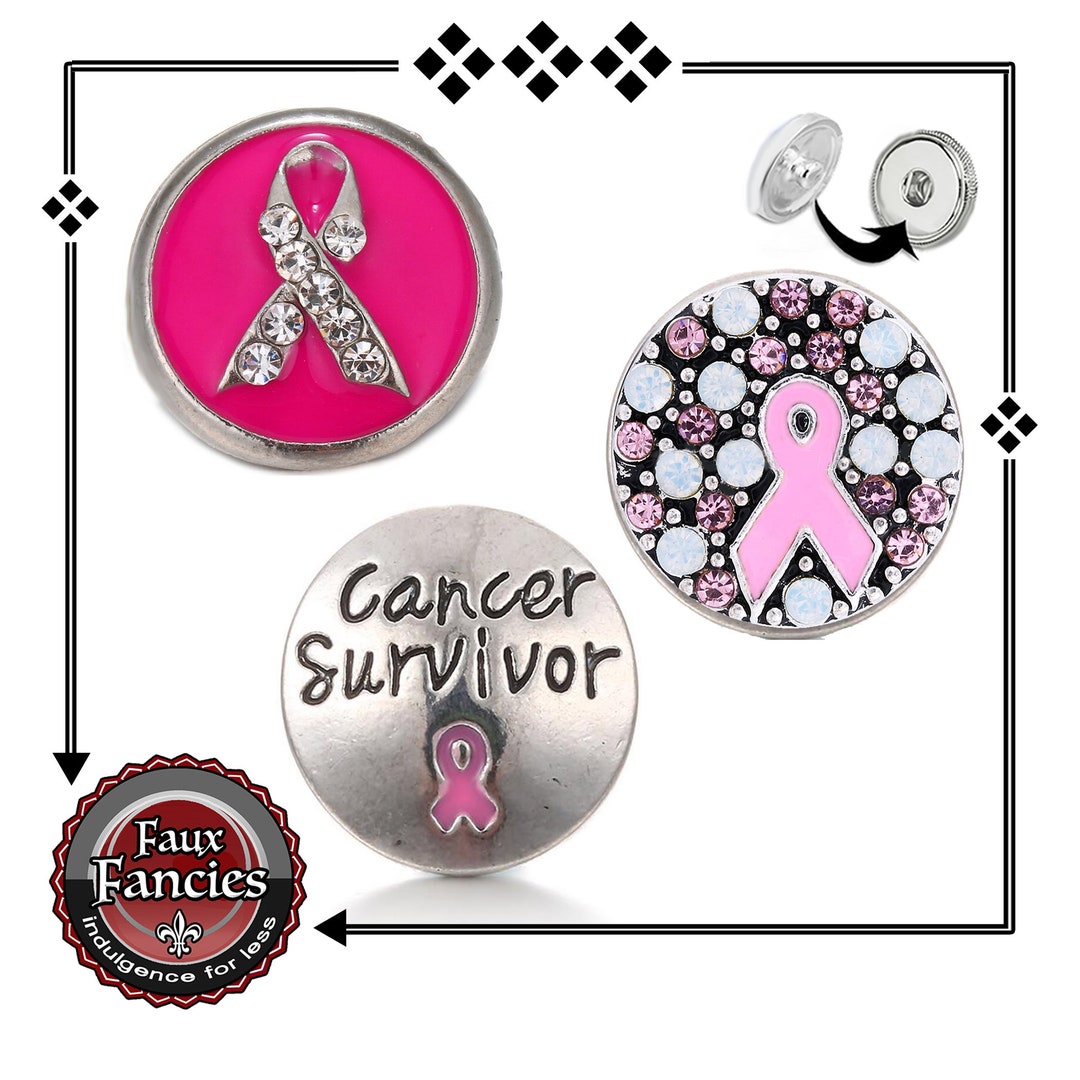 Ribbon Snap Buttons, Cancer Snap Button, Survivor Ginger Snaps, Snap on ...