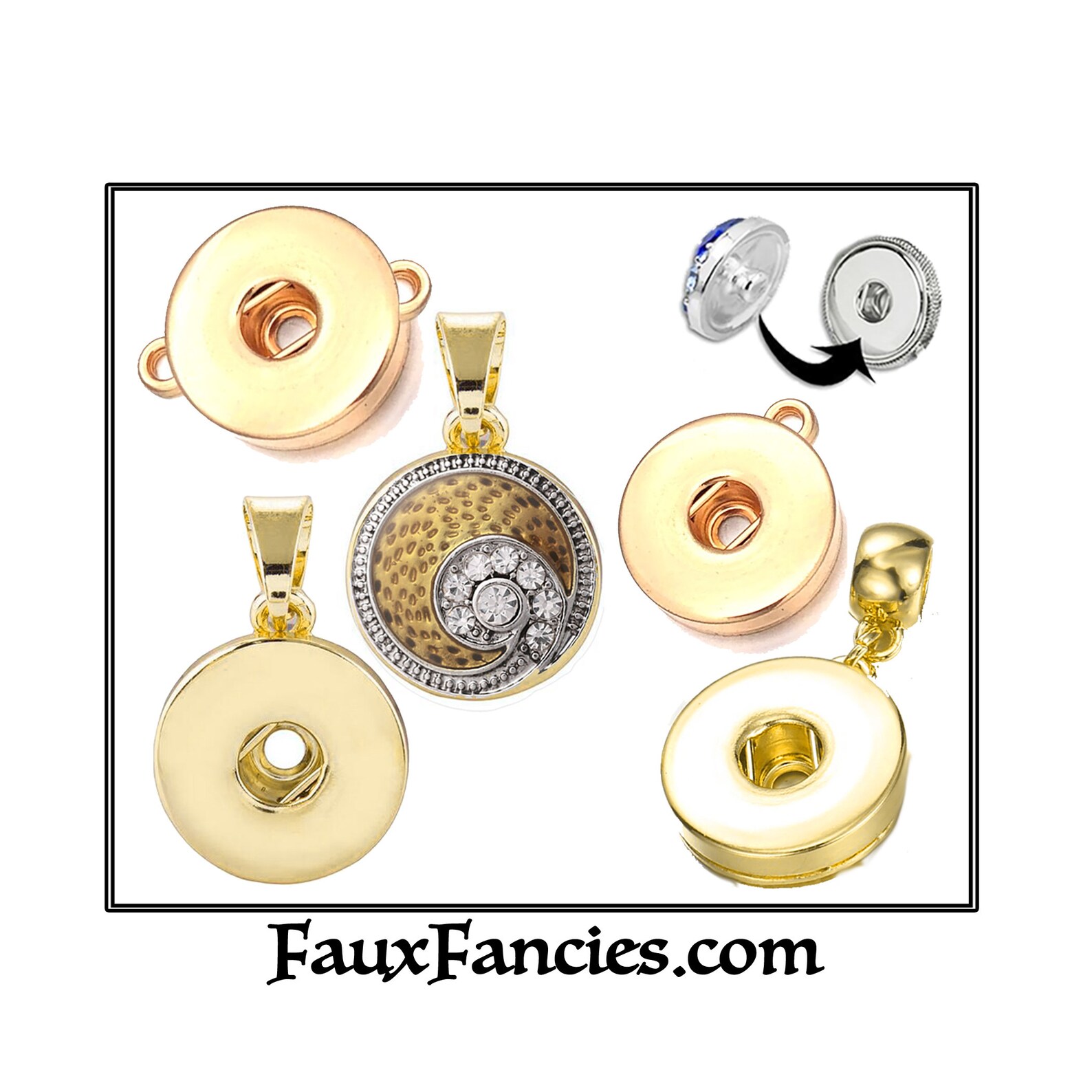 Snap Button Gold Tone FINDINGS for Snap Bracelets Snap | Etsy