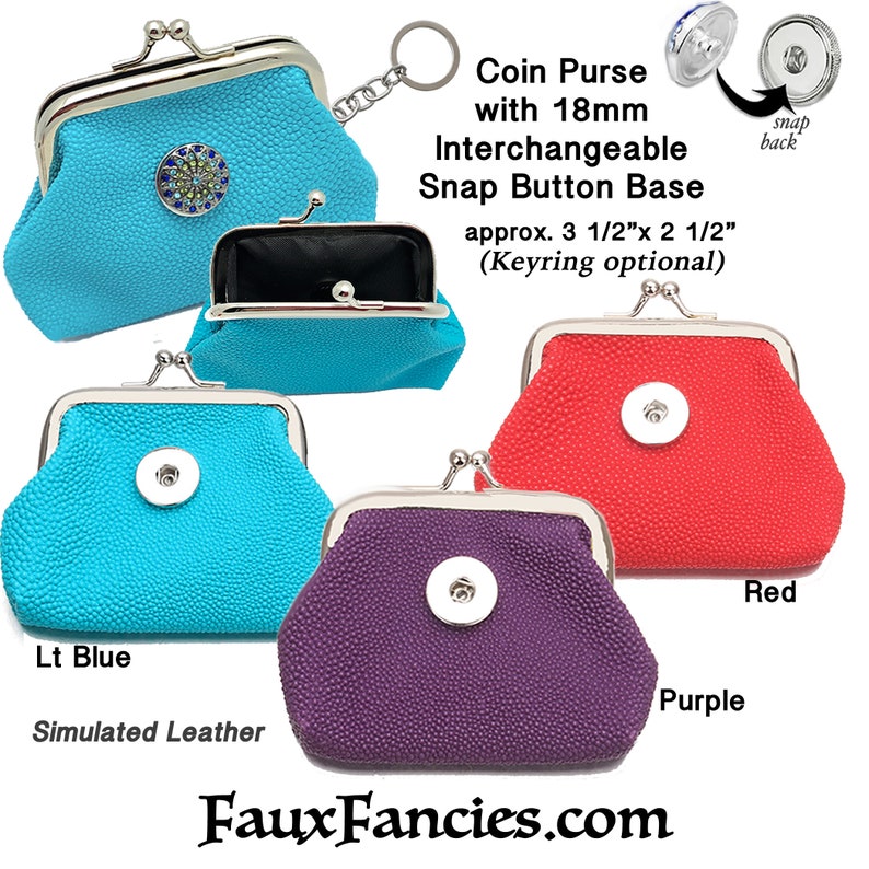 Snap Button Coin Purse 18mm Snap Button Accessory Ginger | Etsy