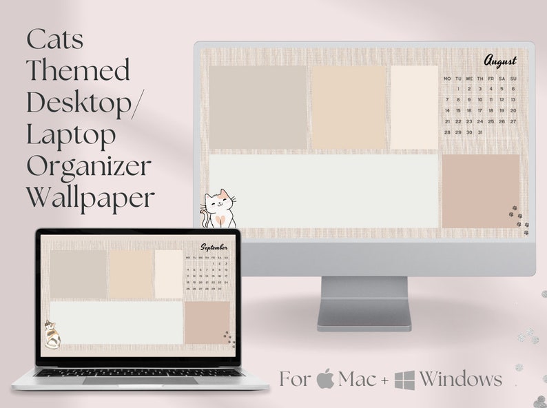 Cats Themed Desktop Organizer Wallpaper, 2023 - 2024, MacBook Wallpaper ...