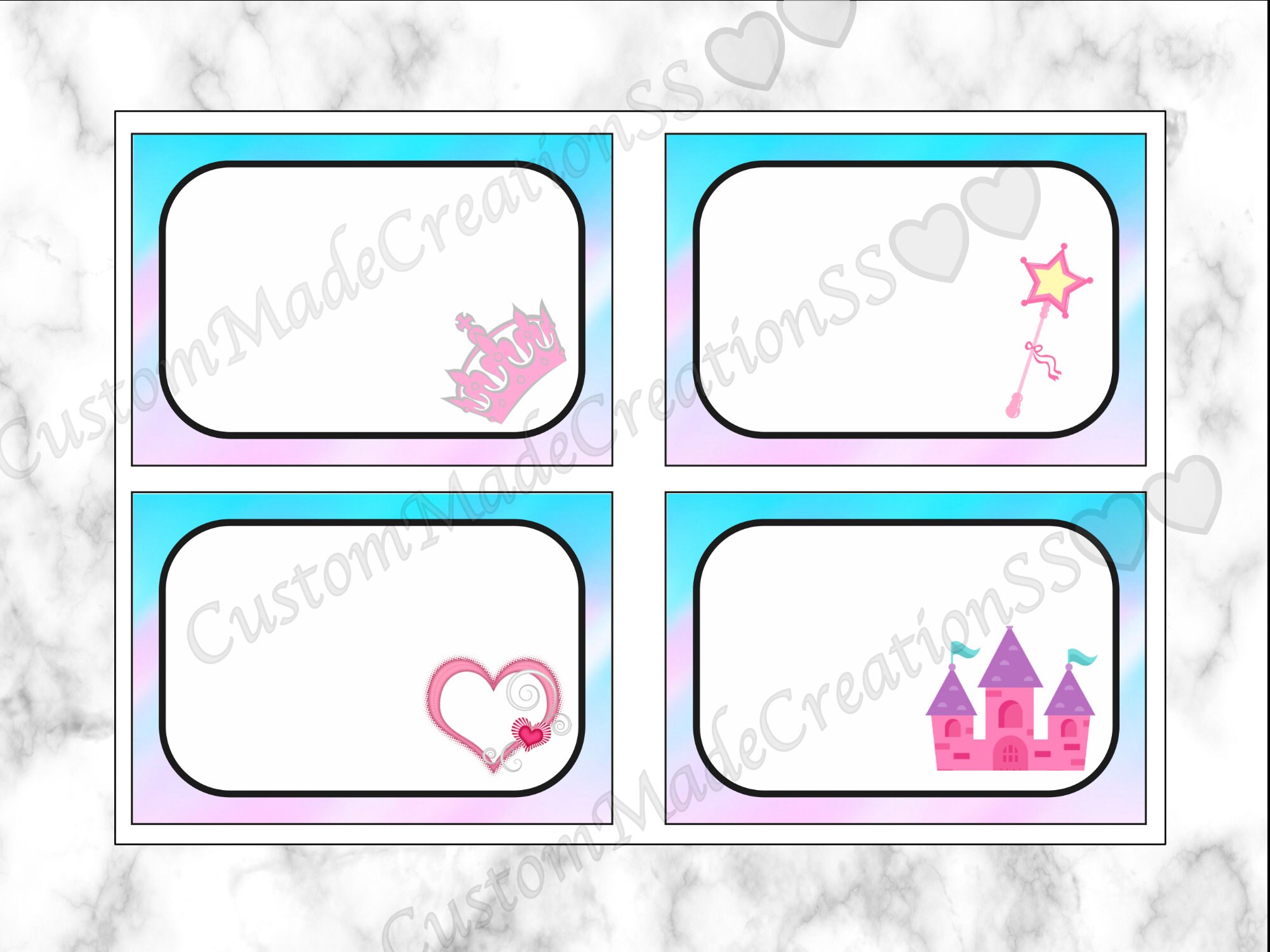 Food Labels, Name Tags, Party, Baby Shower, Birthday, Princess, Royal ...