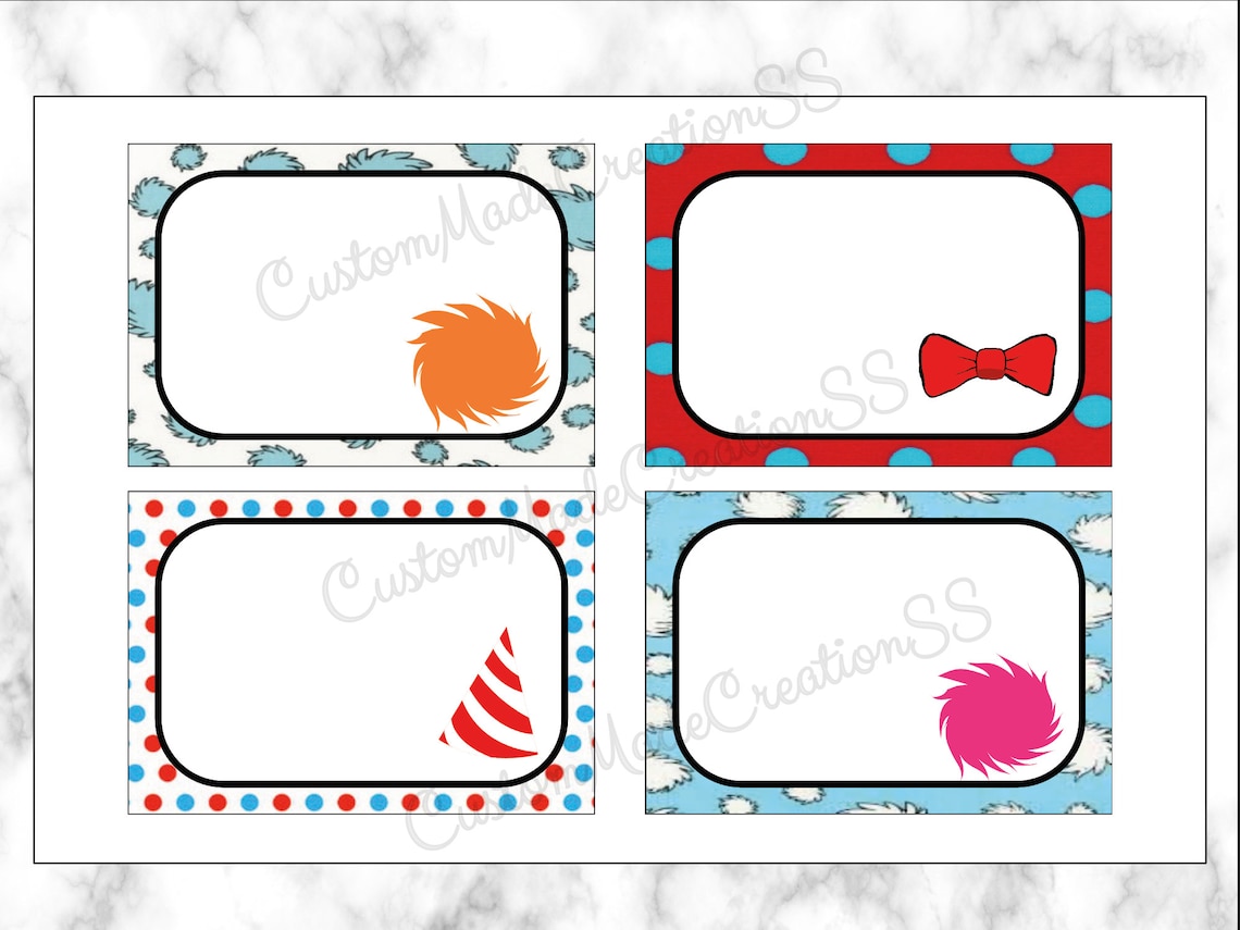 Food Labels, Name Tags, Party, Baby Shower, Birthday, Red Yellow Aqua ...