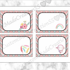 Food Labels, Name Tags, Party, Baby Shower, Birthday, Princess, Boho ...