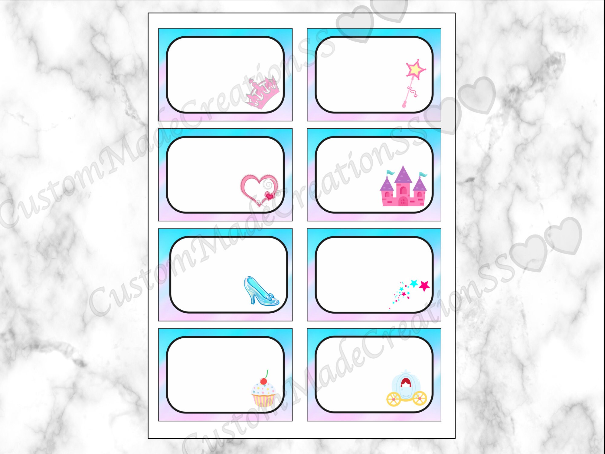 Food Labels, Name Tags, Party, Baby Shower, Birthday, Princess, Royal ...