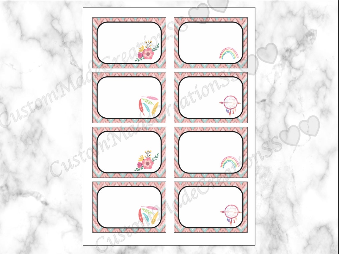 Food Labels, Name Tags, Party, Baby Shower, Birthday, Princess, Boho ...