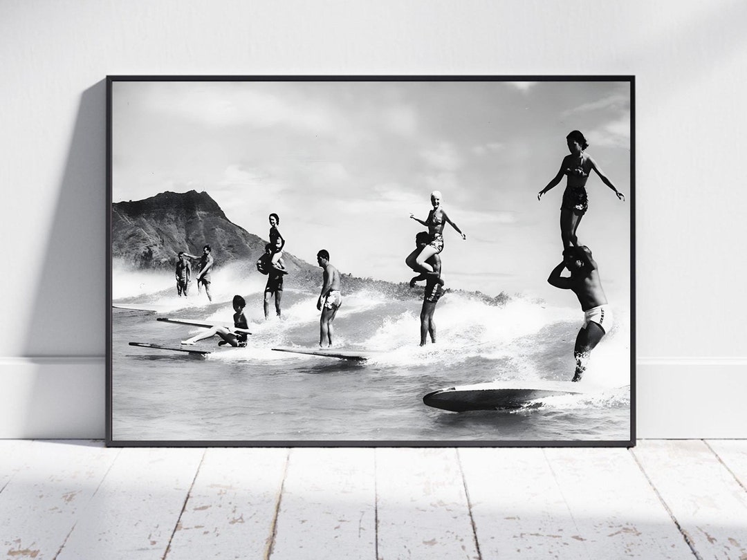 Vintage Surf Print, Surfboard Poster, Black and White, Surfing Print ...