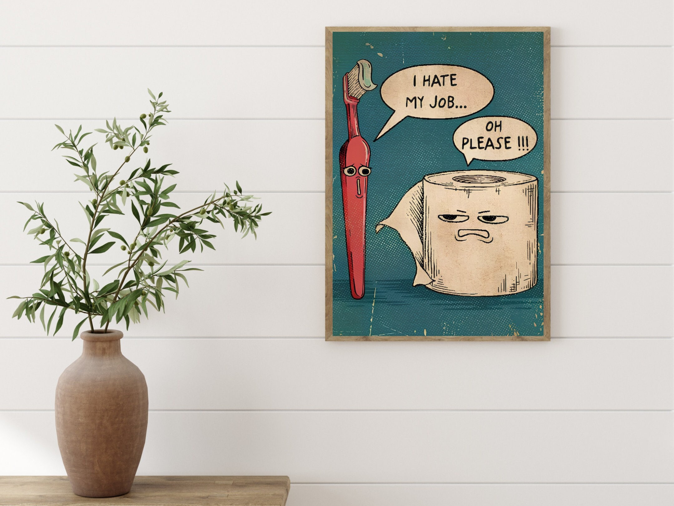 I Hate My Jobs Poster, Bathroom Decor, Funny Toothbrush Vs Toilet Paper ...