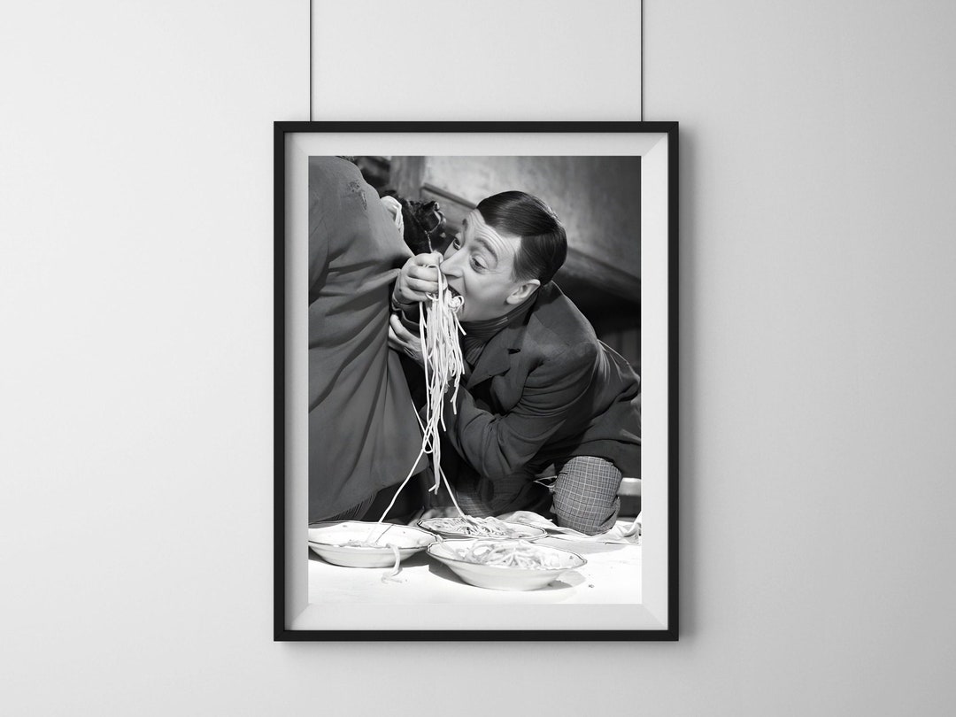 Mehr Spaghetti Toto Pasta essen, Schwarz & Weiß Foto Druck, Retro Pasta ...