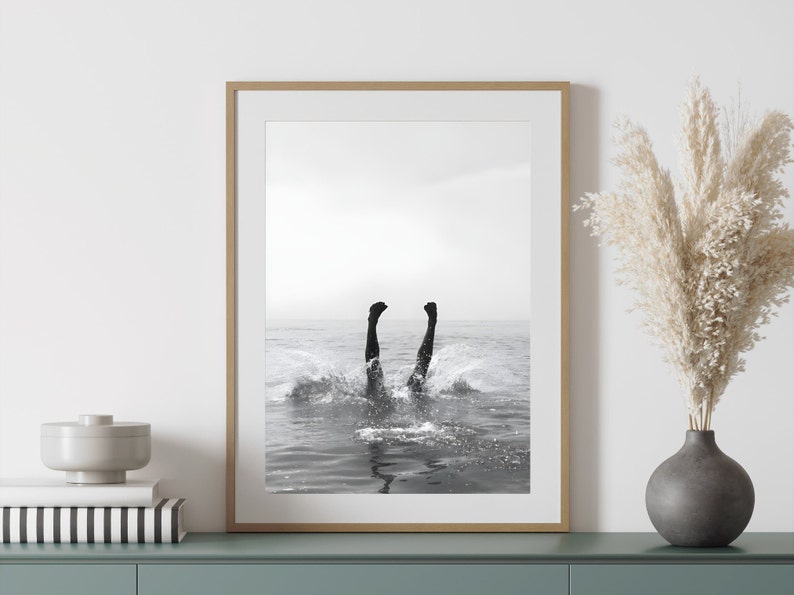 Fine Art Black and White Photography Print - Ocean Dive Beach Lifestyle ...