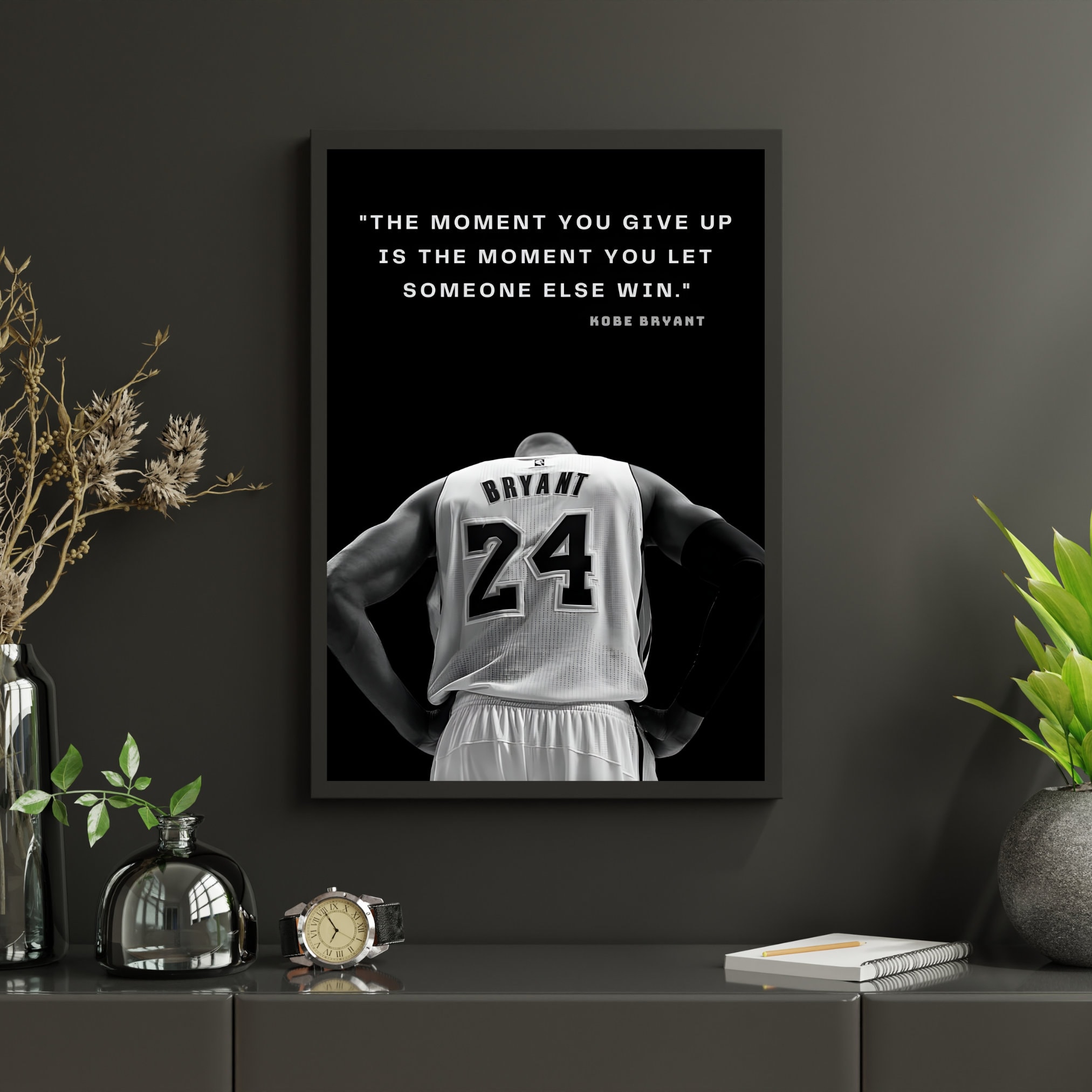 Kobe Bryant Motivational Wall Art Black White Basketball Poster ...