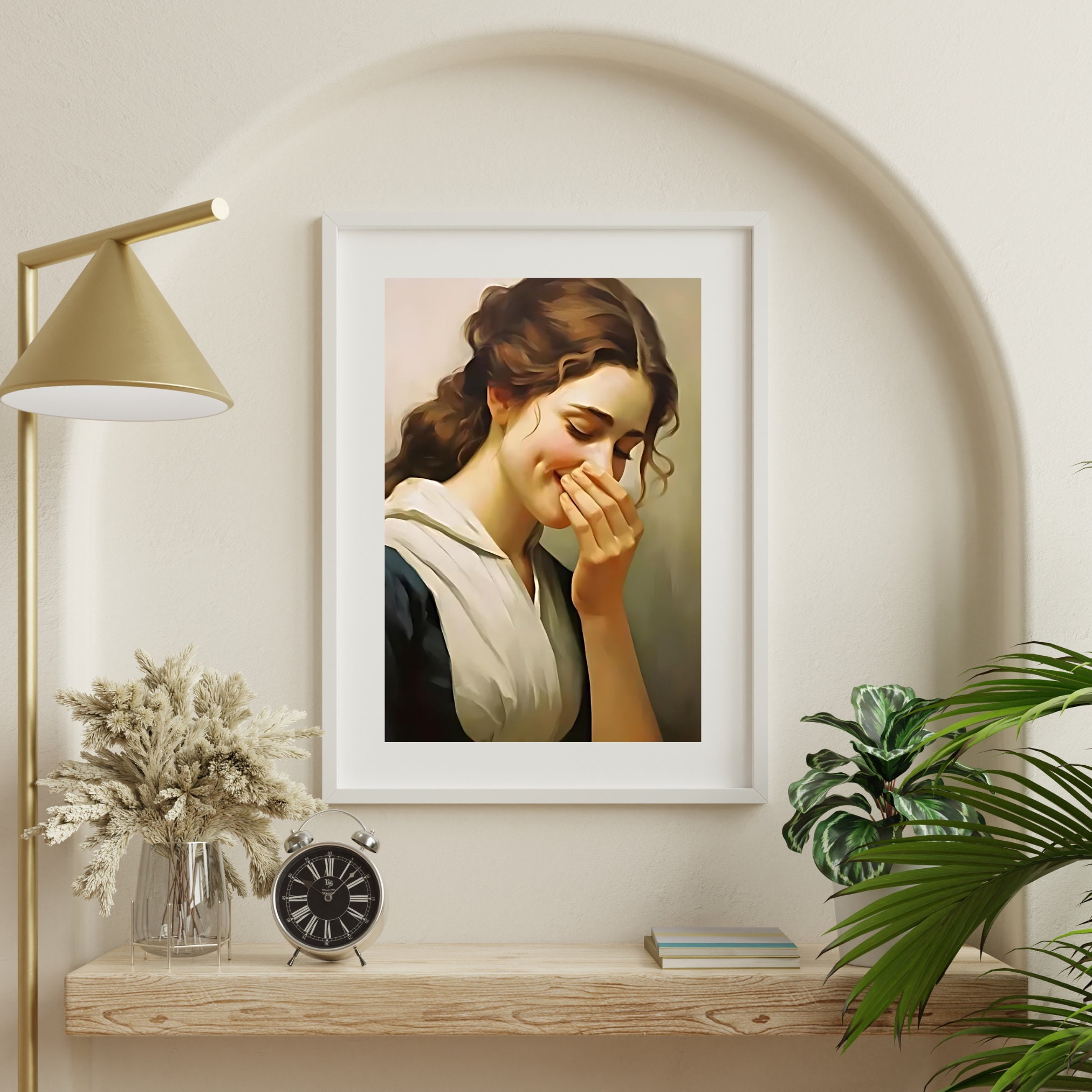Funny Bathroom Wall Art Decor Lady Classical Painting Digital Download ...