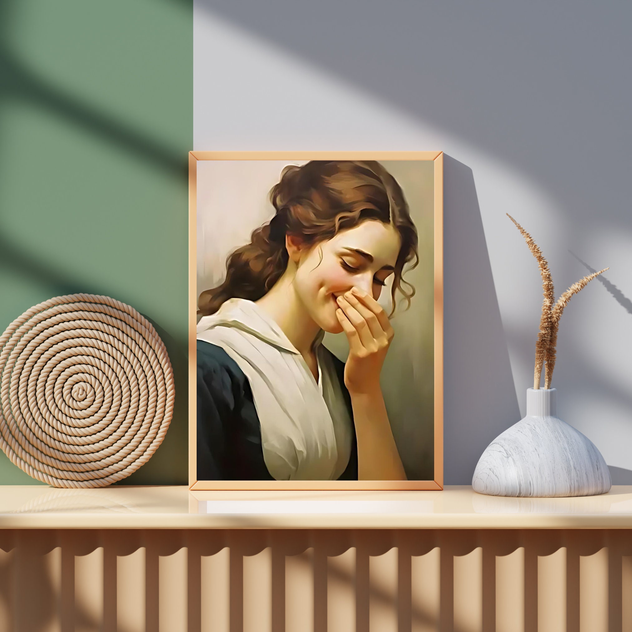 Funny Bathroom Wall Art Decor Lady Classical Painting Digital Download ...