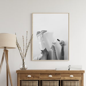 Woman Drinking Wine Elegant Urban, Alcohol Wall Art Print Bar Cart ...