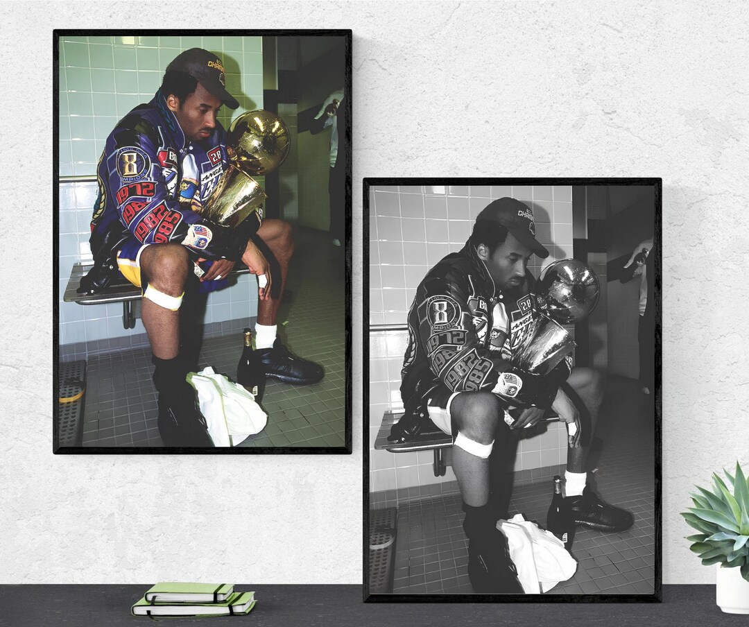 Kobe Bryant Iconic Championship Locker-room Photo Premium Poster, Color ...