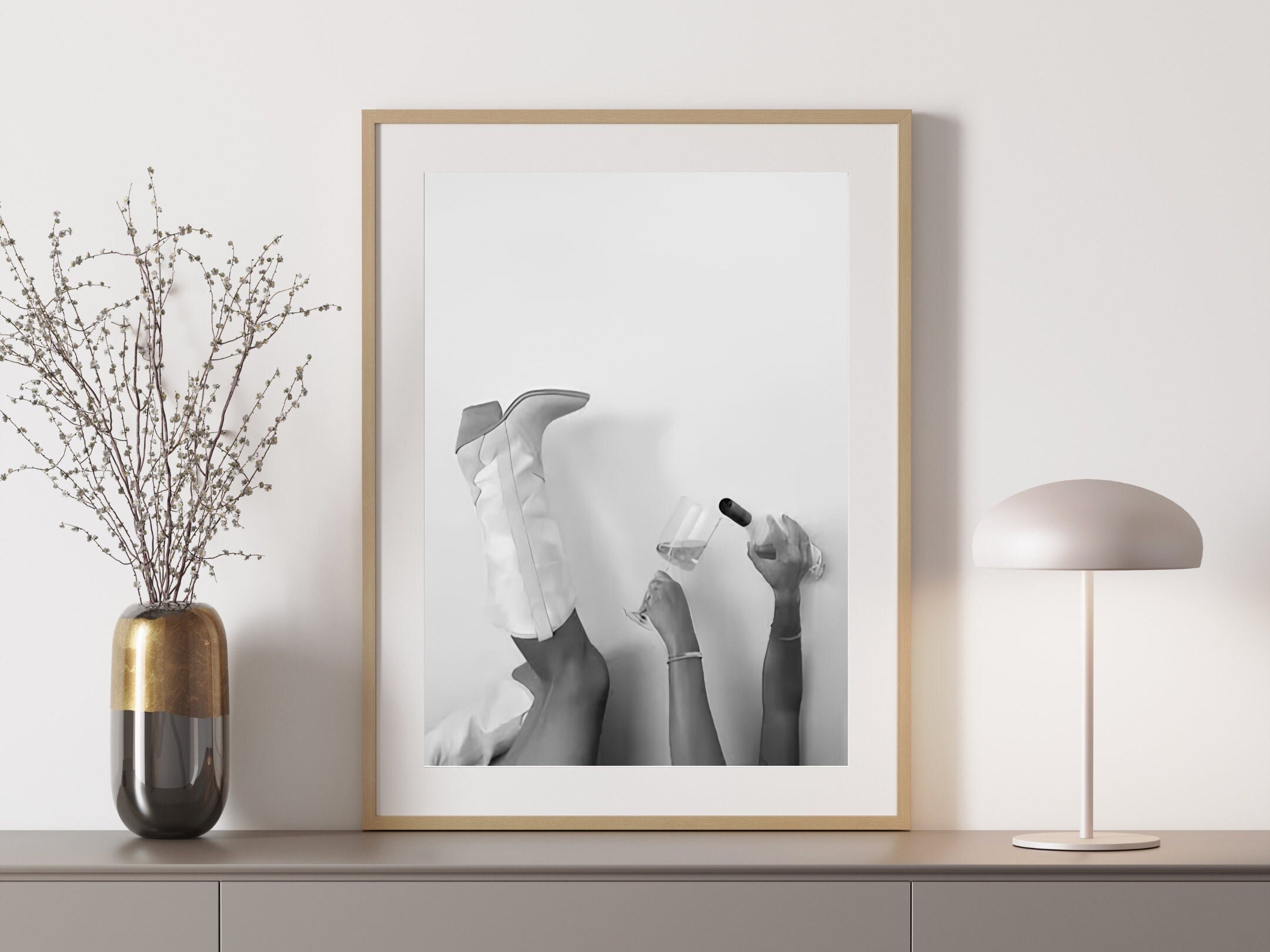 Woman Drinking Wine Elegant Urban, Alcohol Wall Art Print Bar Cart ...