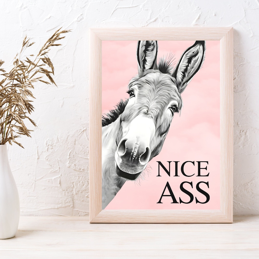 Nice Ass Donkey, Funny Bathroom Decor, Funkly Wall Art Poster, Toilet ...