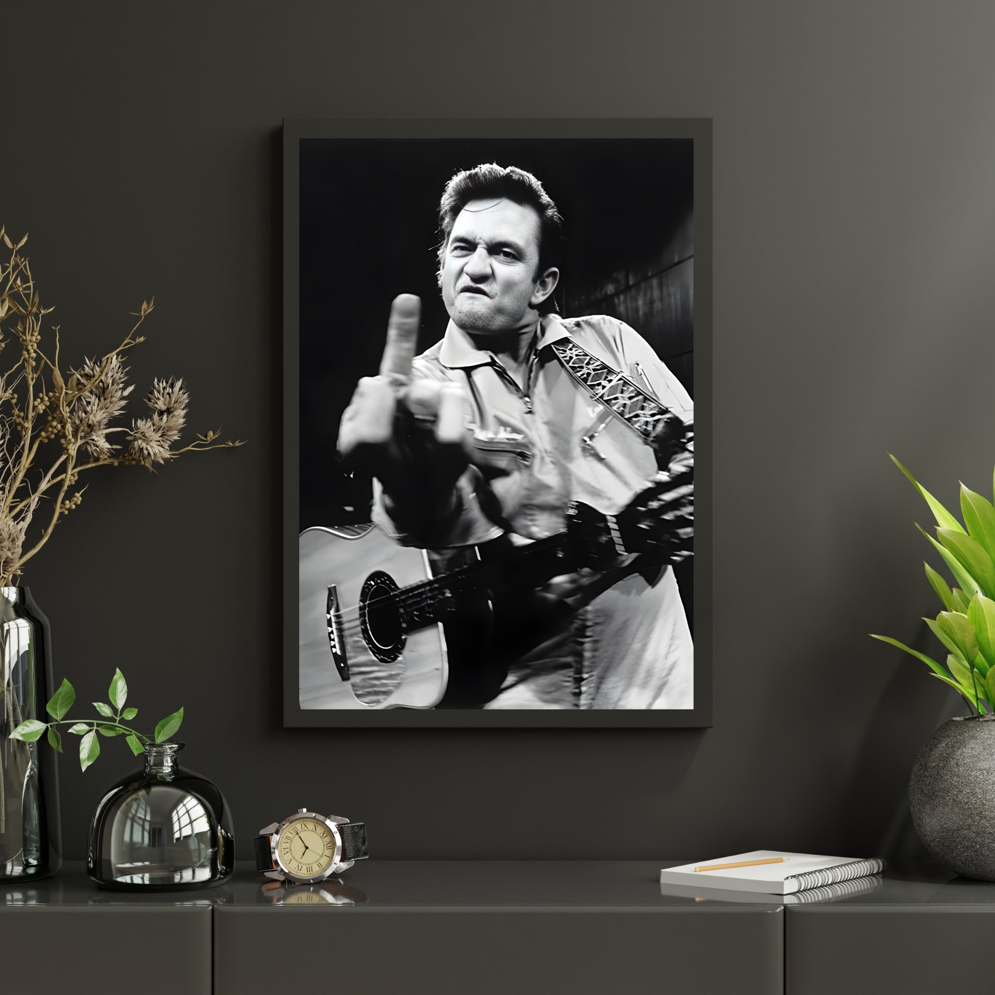 Johnny Cash Poster Middle Finger Vintage Photo Print Music Wall Decor ...