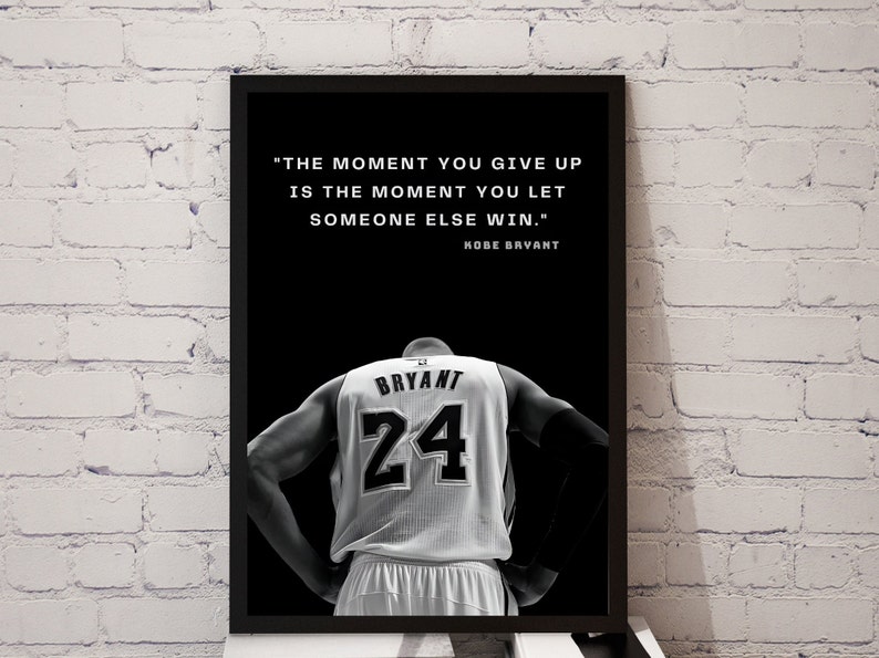 Kobe Bryant Motivational Wall Art Black White Basketball Poster ...