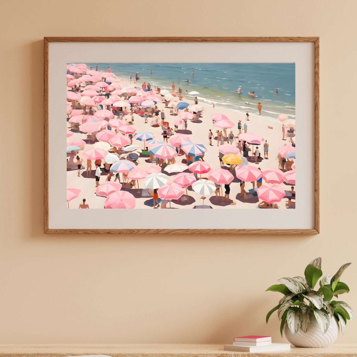Vintage Beach Poster Print, Abstract Coastal Art, Girly Apartment Decor ...