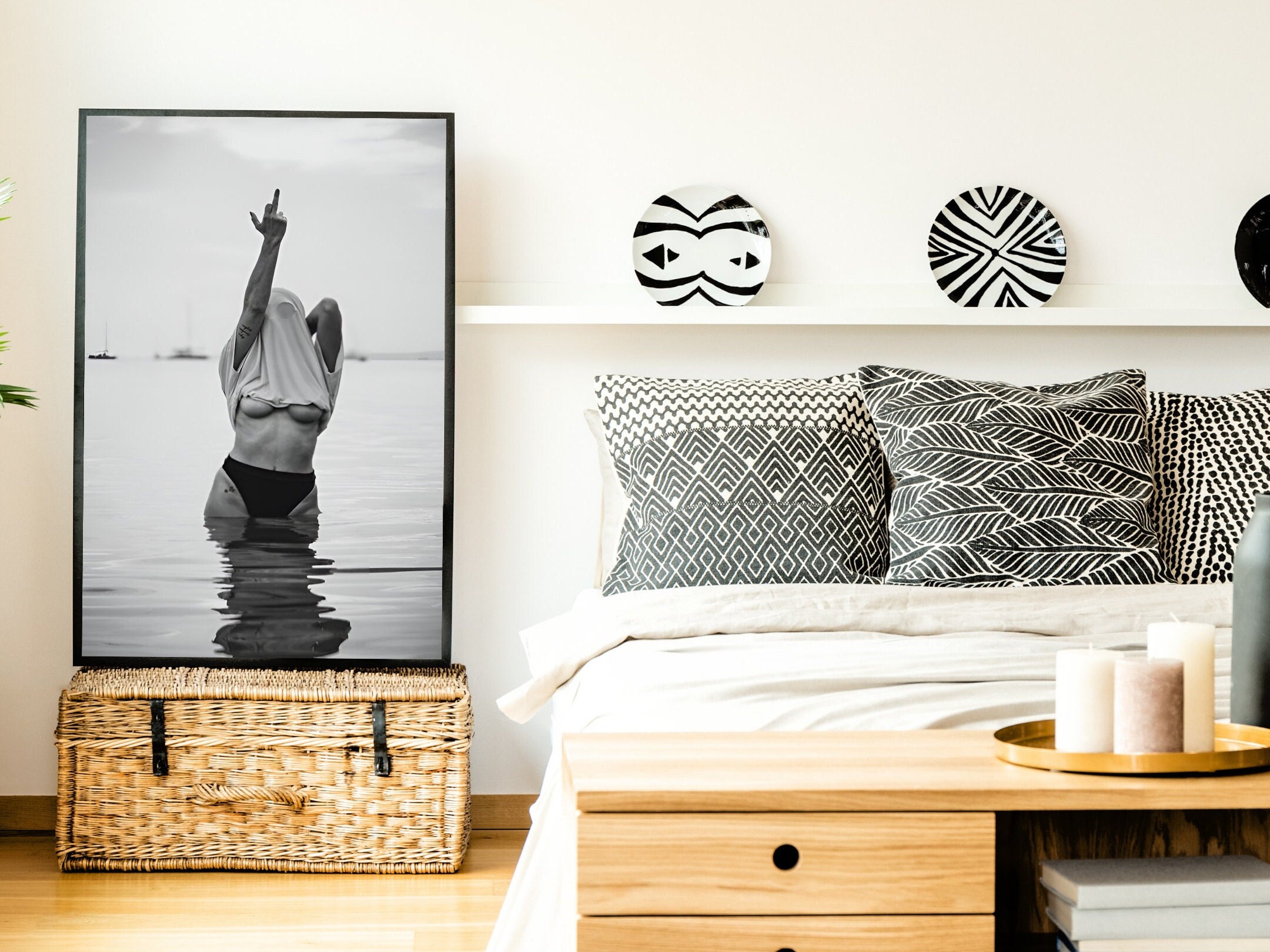 Middle Finger Print, Feminist Middle Finger Black and White Wall Art ...