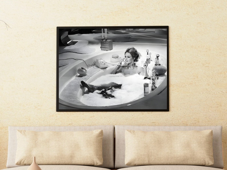 Brigitte Bardot Bathtub Wall Art Black and White Print Woman in Bath ...