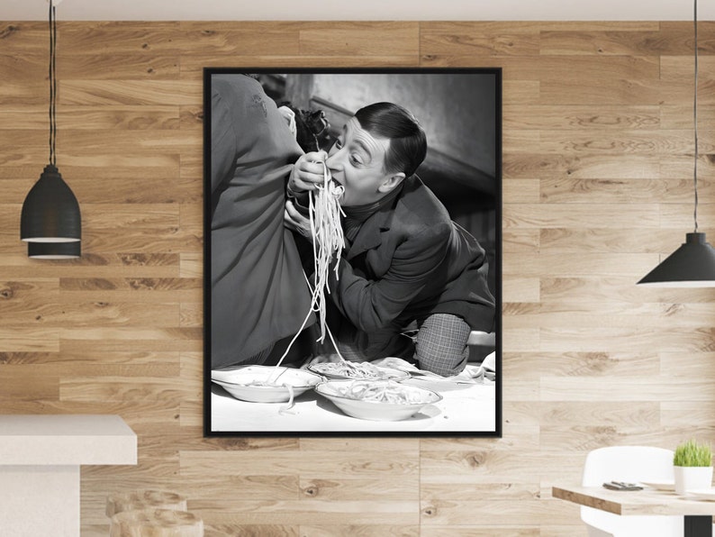 Mehr Spaghetti Toto Pasta essen, Schwarz & Weiß Foto Druck, Retro Pasta ...