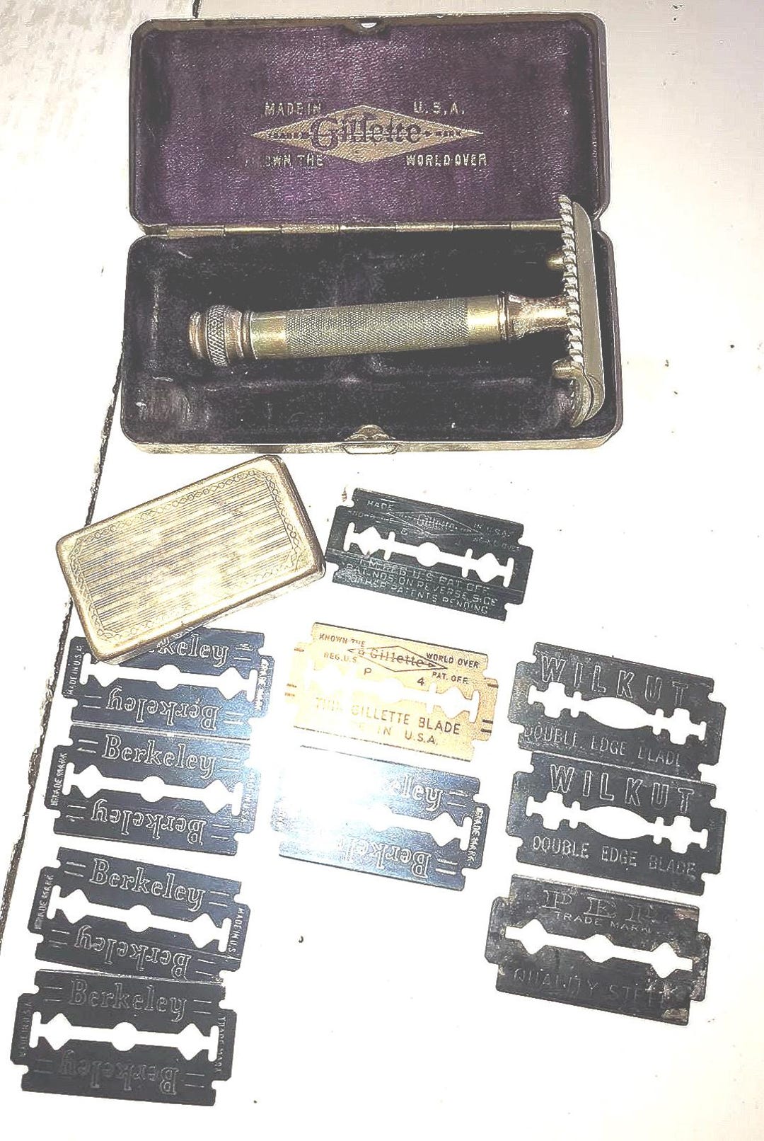 Vintage Gillette Brass Safety Razor With Case and Blades - Etsy