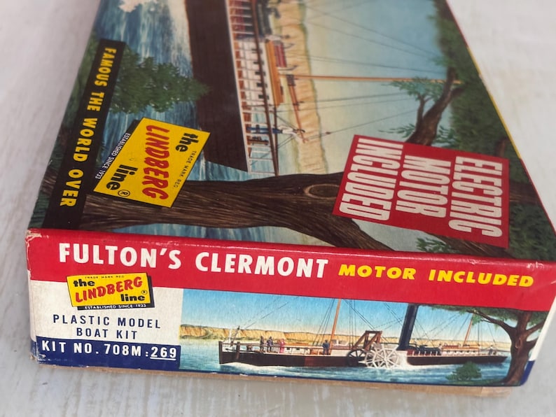 Vintage Lindberg Fulton’s Clermont Steamboat Model Kit 708M Motorized ...