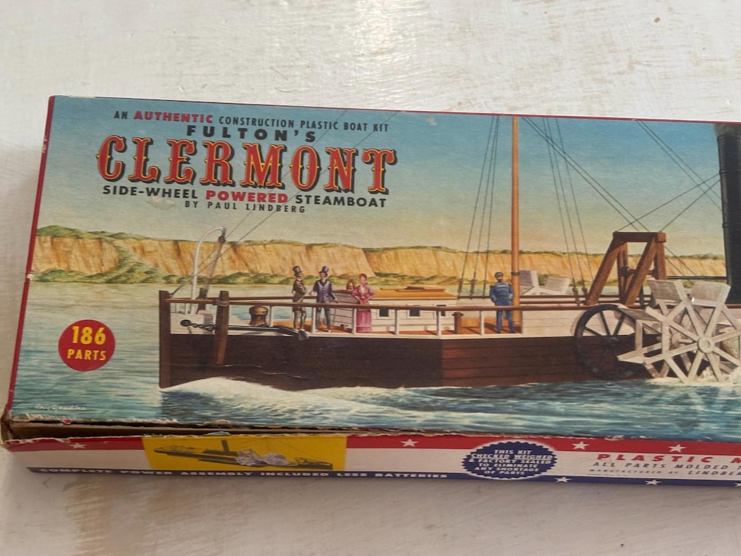 Vintage Lindberg Fulton’s Clermont Steamboat Model Kit 708M Motorized ...