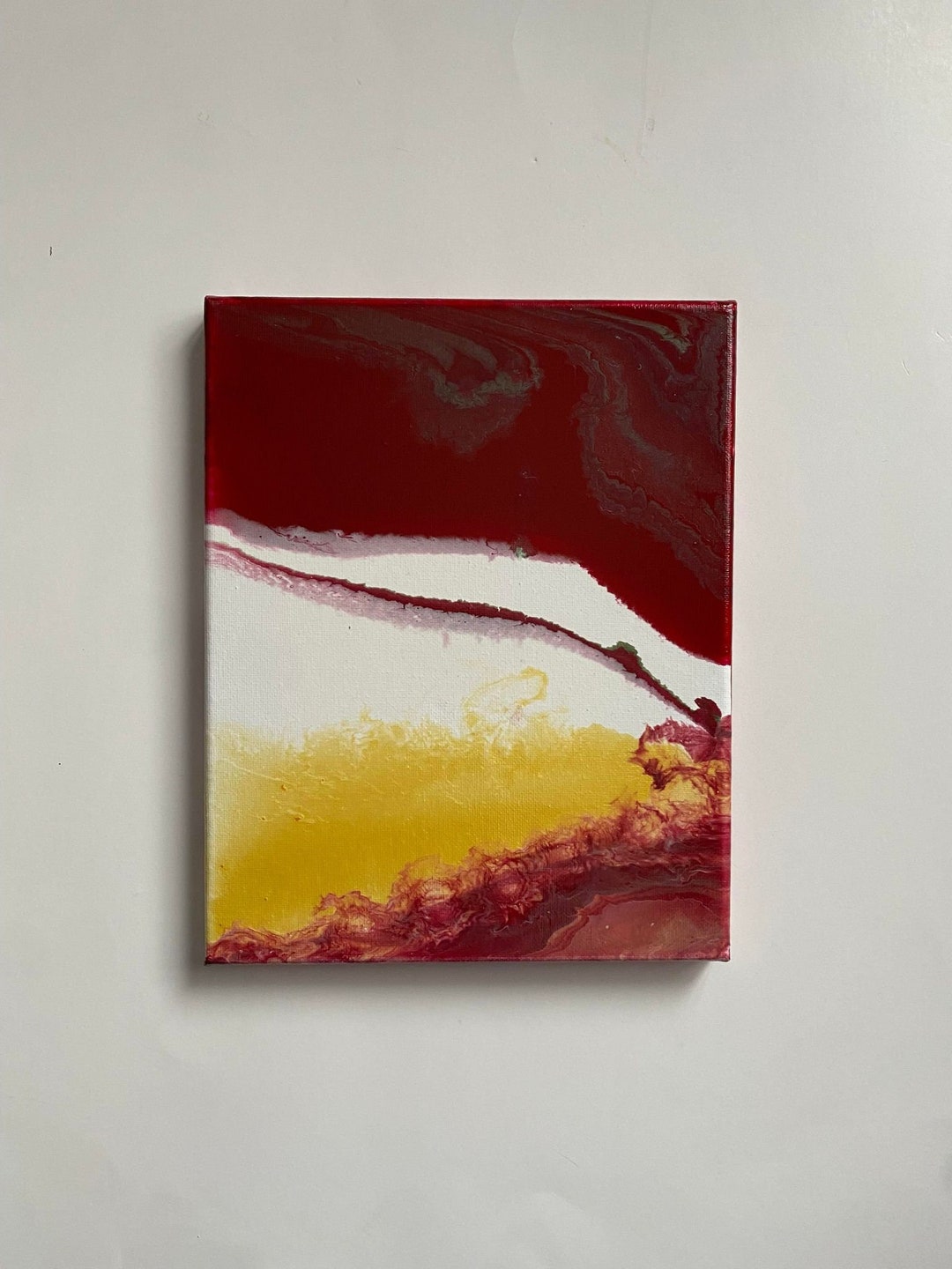 Abstract Painting Made in Quebec - Original Red, White and Golden ...