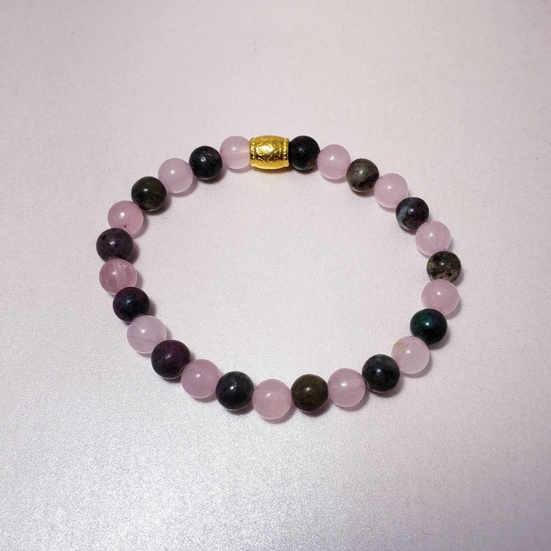 Chamki Ruby & Rose Quartz Bracelet (6-3/4") - Etsy