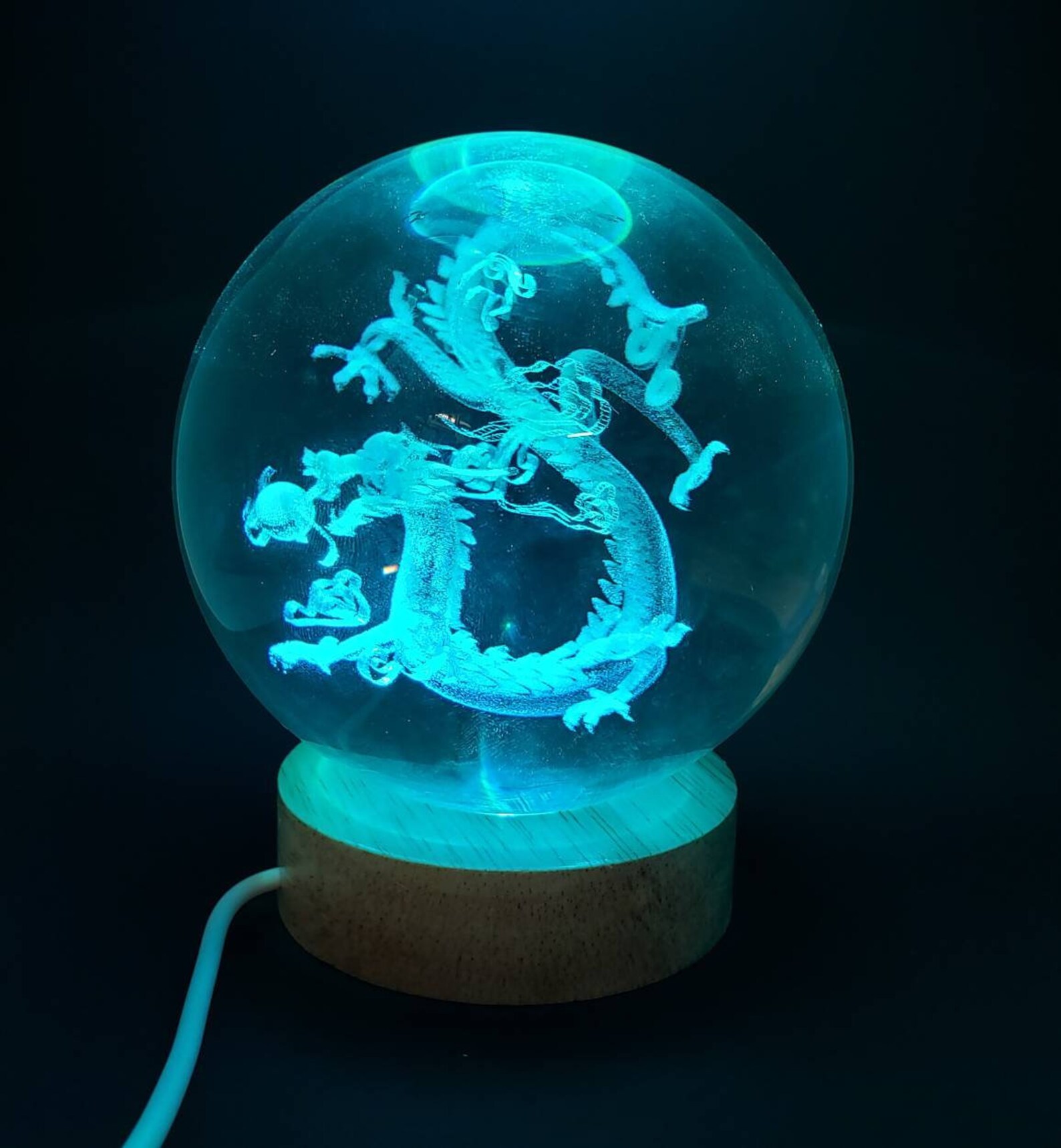 Etched Glass Dragon Sphere with Stand (96 mm) - Etsy.de