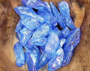 Blue Titanium Plated Quartz Points/natural Solar Quartz/narutal Crystal ...