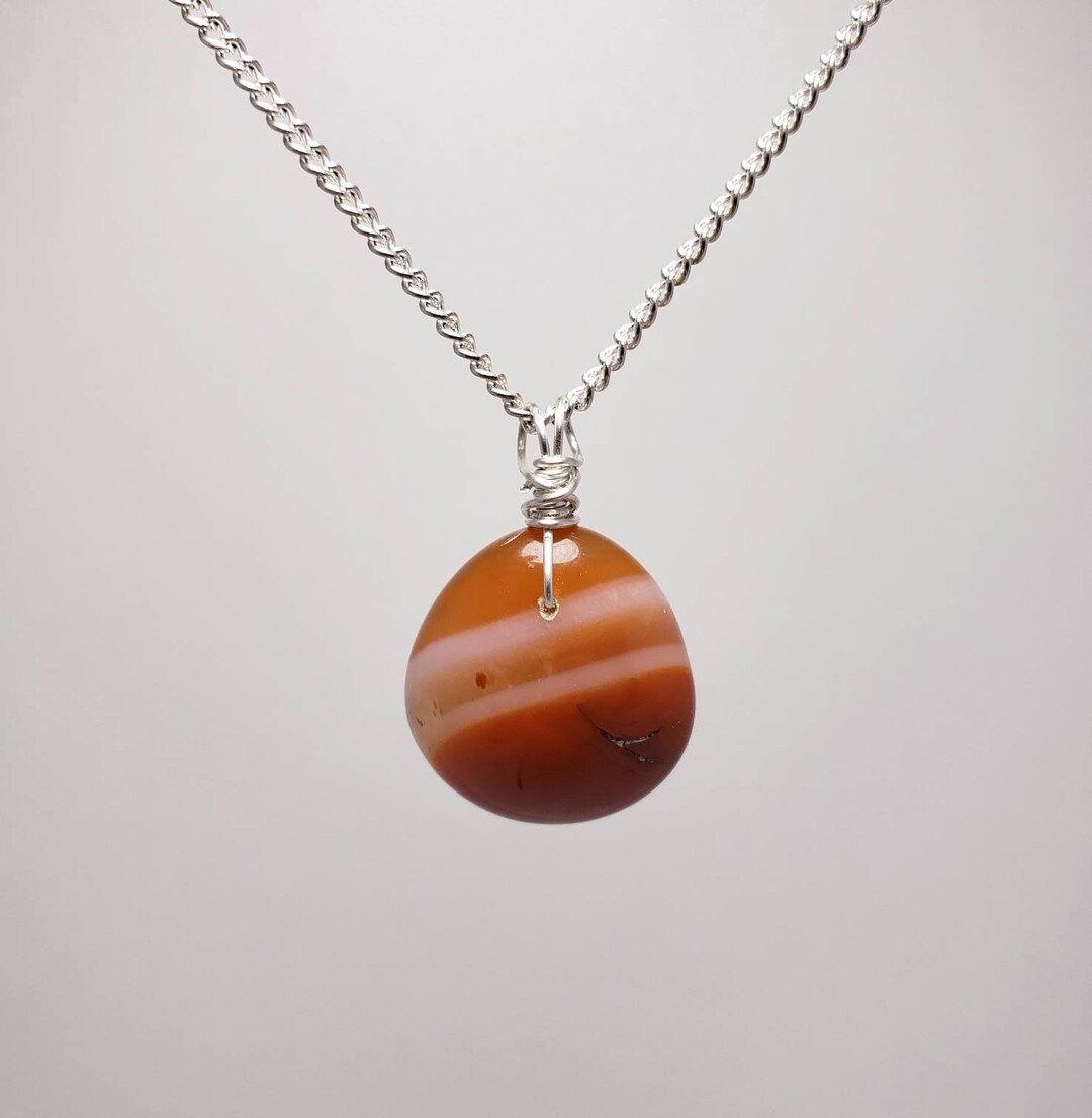 Heat-treated Agate Wrapped in Sterling Silver Wire - Etsy