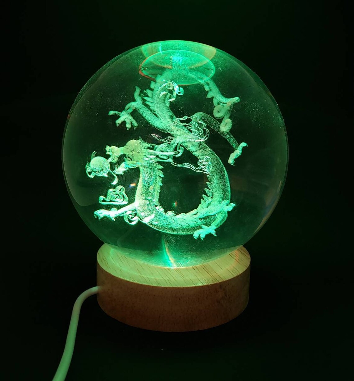 Etched Glass Dragon Sphere with Stand 96 mm - Etsy.de