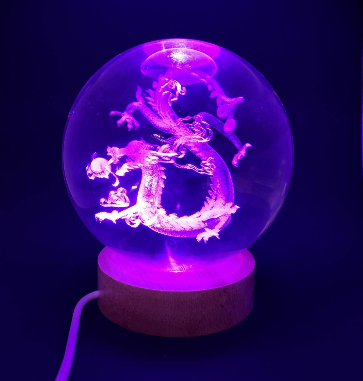 Etched Glass Dragon Sphere with Stand (96 mm) - Etsy.de
