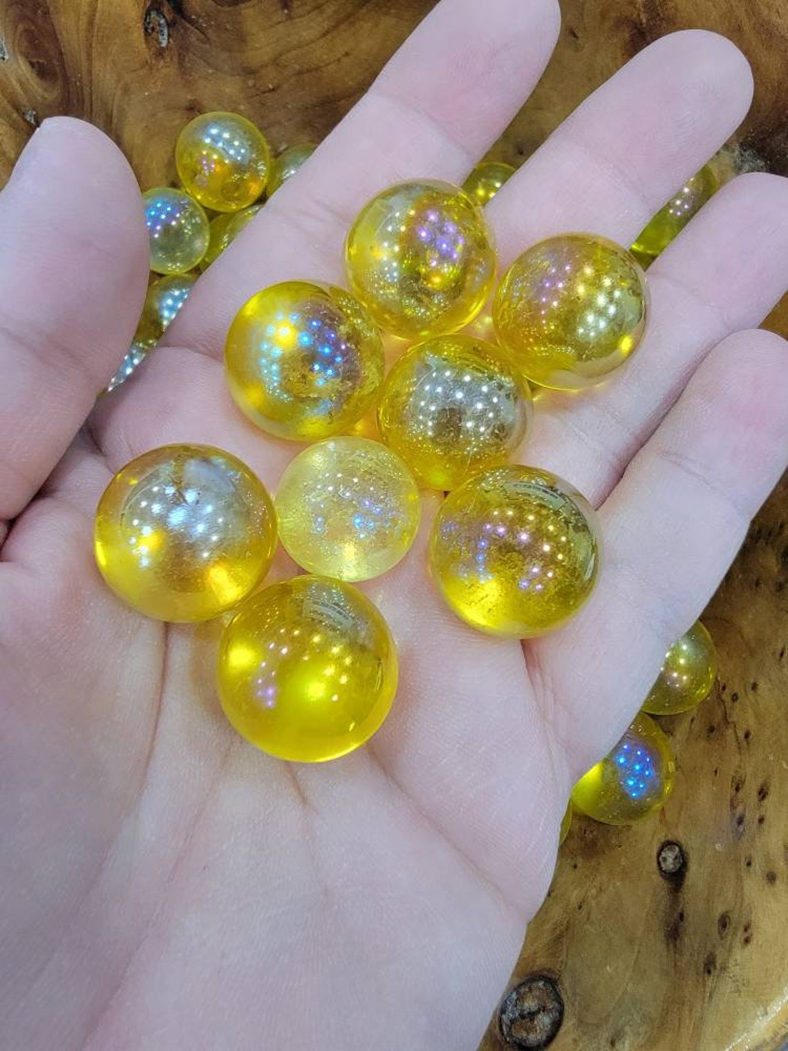 Yellow Jelly Aura Quartz Mini Sphere (roughly 16 to 20 Mm) - Etsy