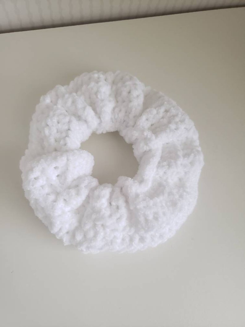 Velvet Crocheted Pure White Scrunchie - Etsy