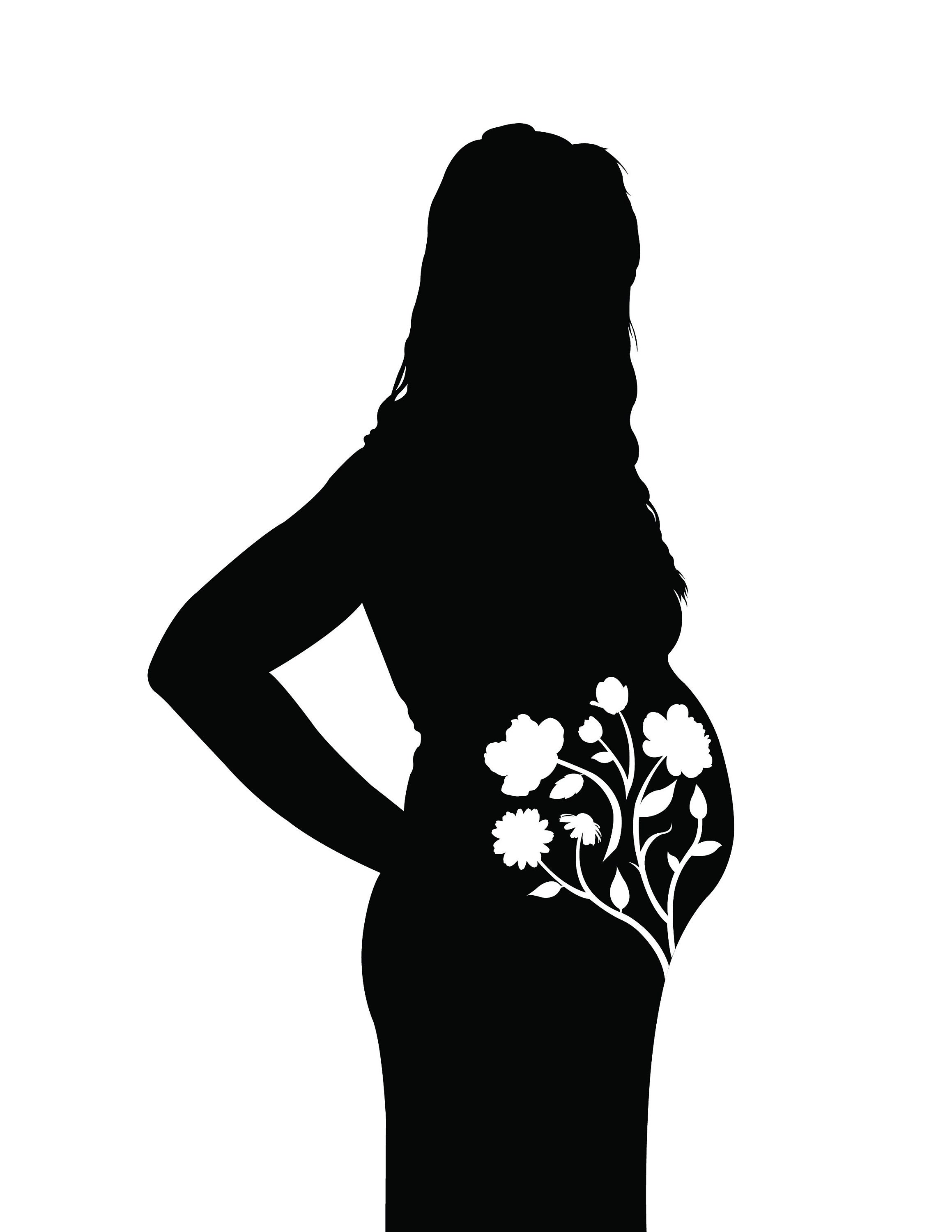 Custom Floral Pregnant Silhouette • Belly Art Maternity Silhouette ...