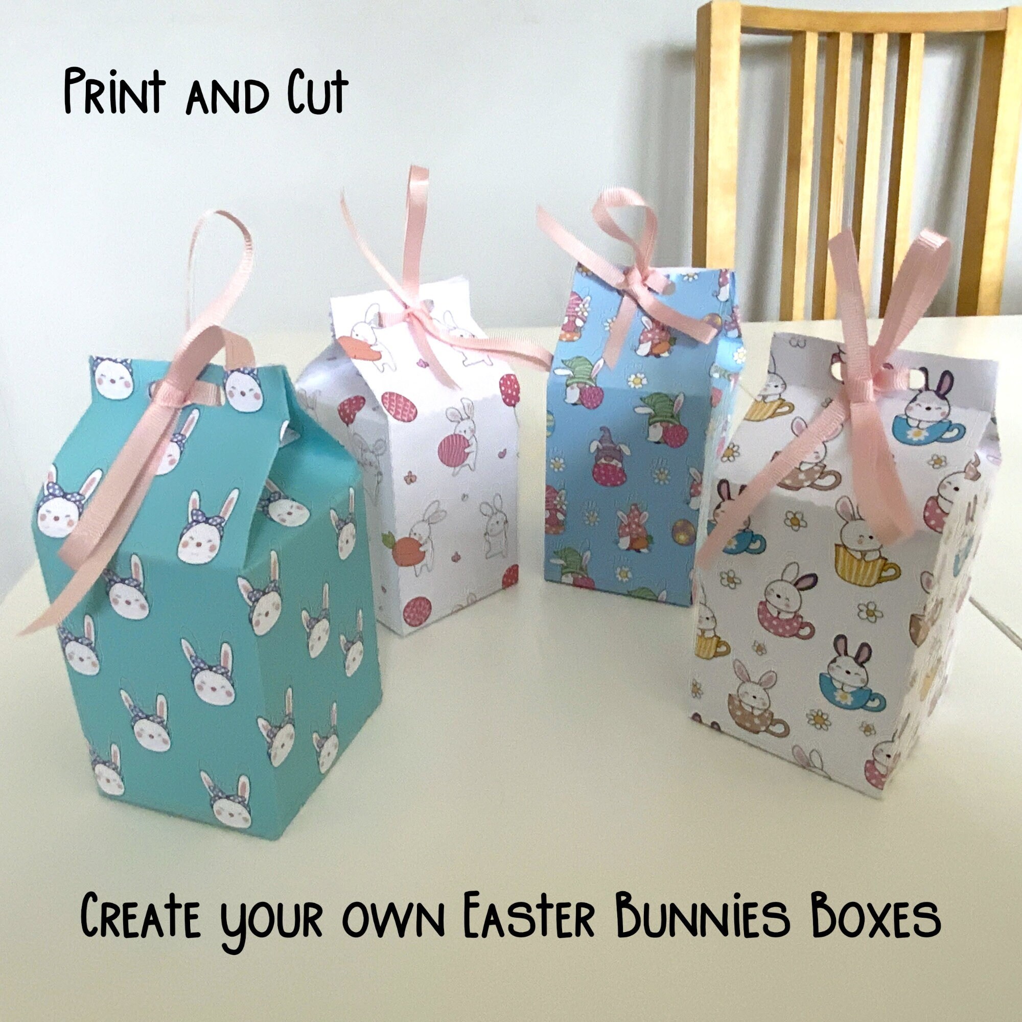 Easter Bunnies Milk Carton Treat Box, Printable, Digital Download, PDF ...