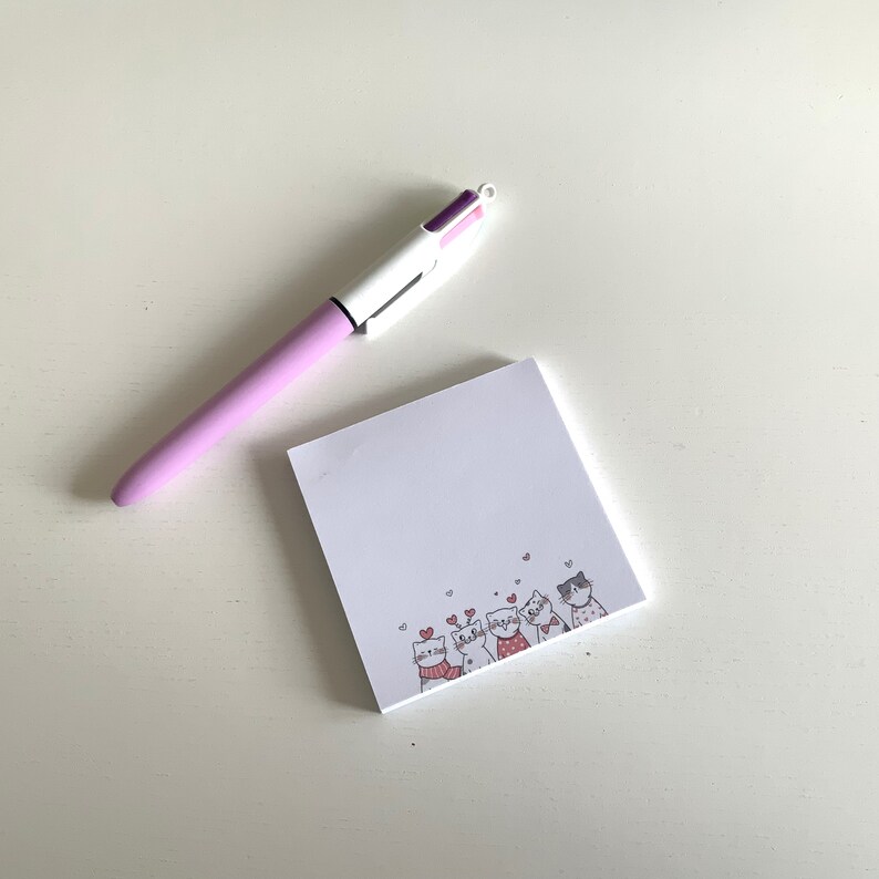 Cute Cats in a Row 3 Inch Square Memopad Notepad Digital Download in A4 ...