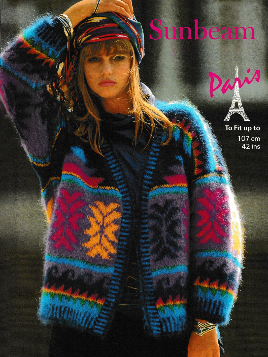 Retro 1980's Mohair Aztec Jacket Knitting Pattern - Knit With 5.5 Mm ...